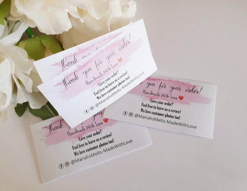 Business thank you slips 100 paper or 40/ 50 or 200 card pack