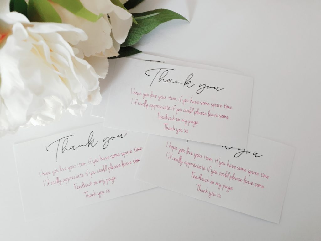 Business thank you slips 100 paper or 40/ 50 or 200 card pack