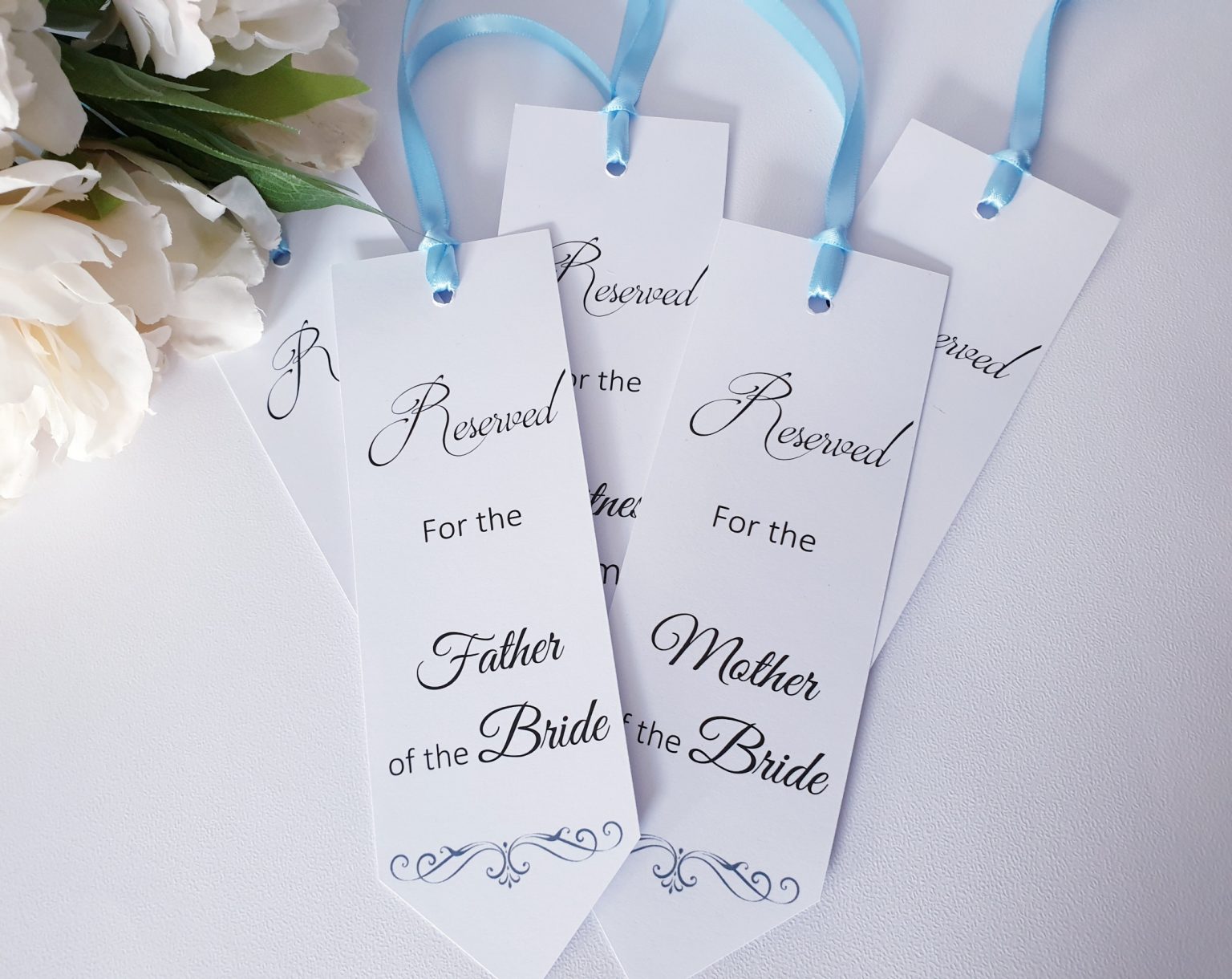 Pack of 5 seat reservation tags white card